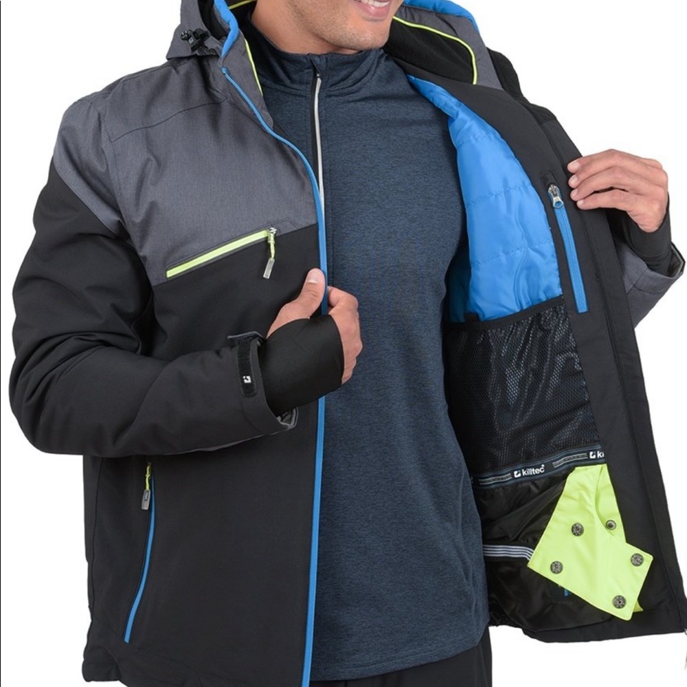 Men's Killtec Den Insulated Ski Jacket In Black & Gra… - Gem